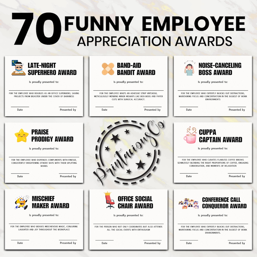 70 Funny Employee Appreciation Award Certificates: Printable ...
