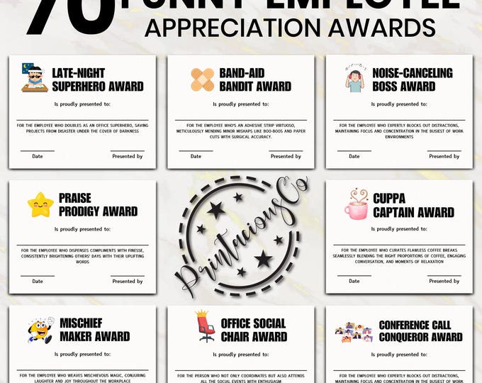 Funny Employee Appreciation Award Certificates: 60 Printable Awards ...