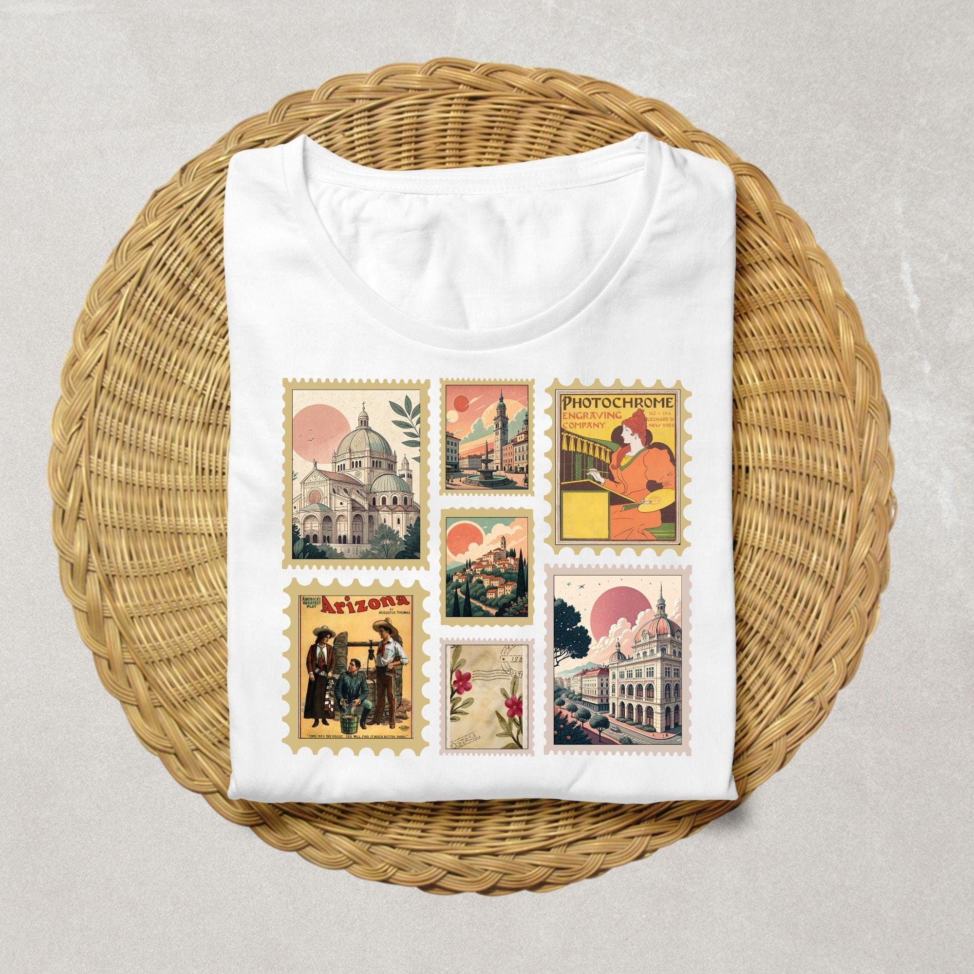 Vintage Stamps Canva Frame Template: Retro Postage Stamp Mockup ...