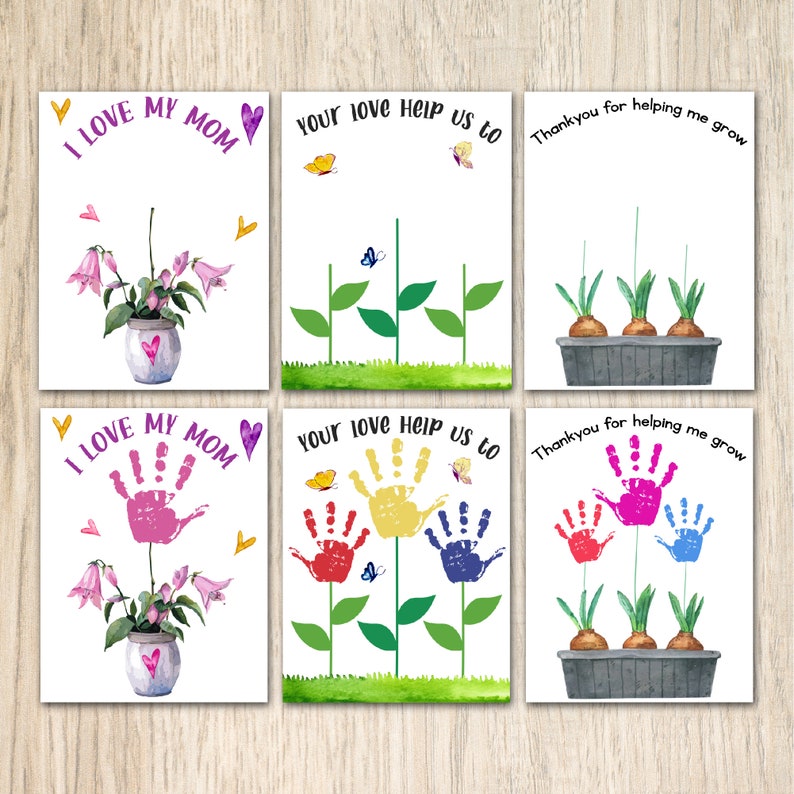 Mothers Day Handprint Garden Printable Handprint Flowers Bouquet Memory ...