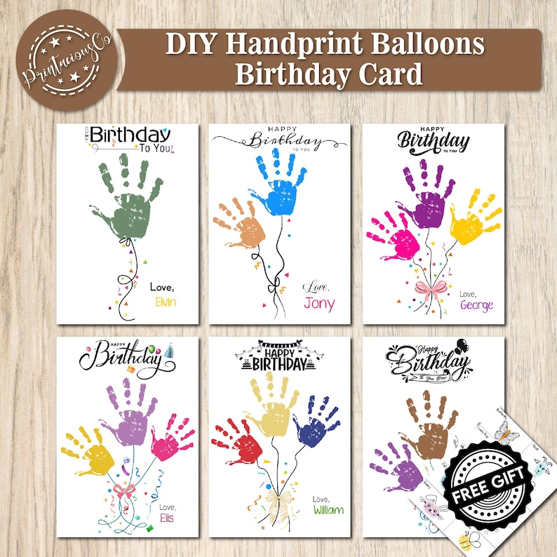 Handprint Balloons Birthday Card Handprint Birthday Card handprint ...