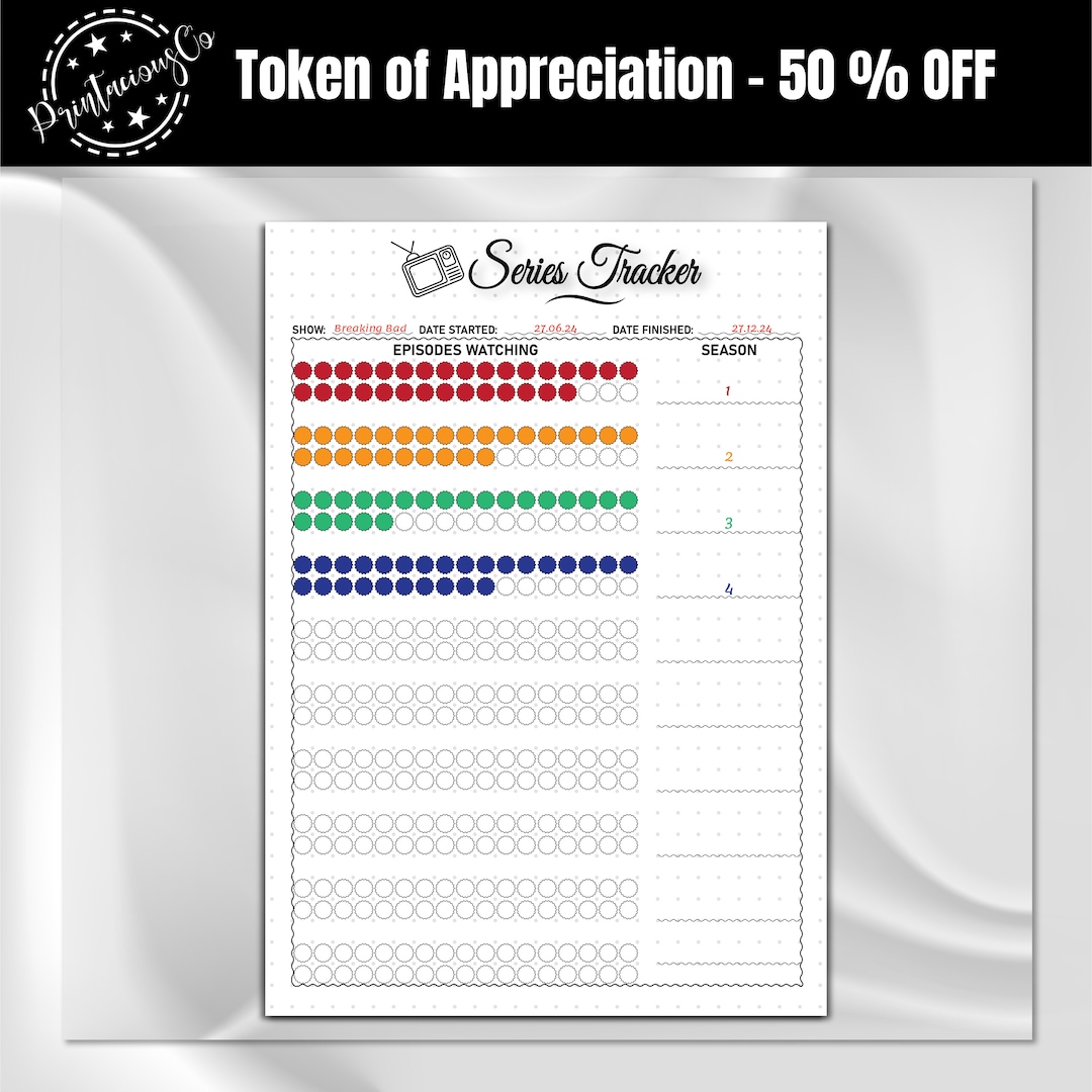 Series Tracker A4 Journal Page Printable Tracker Episode Tracker ...