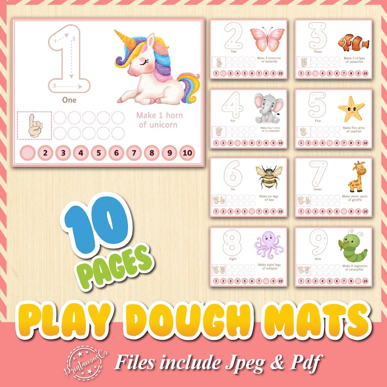 Printables Numbers 1-10 Play Doh Mats Fine Motor Skills Activity Visual ...