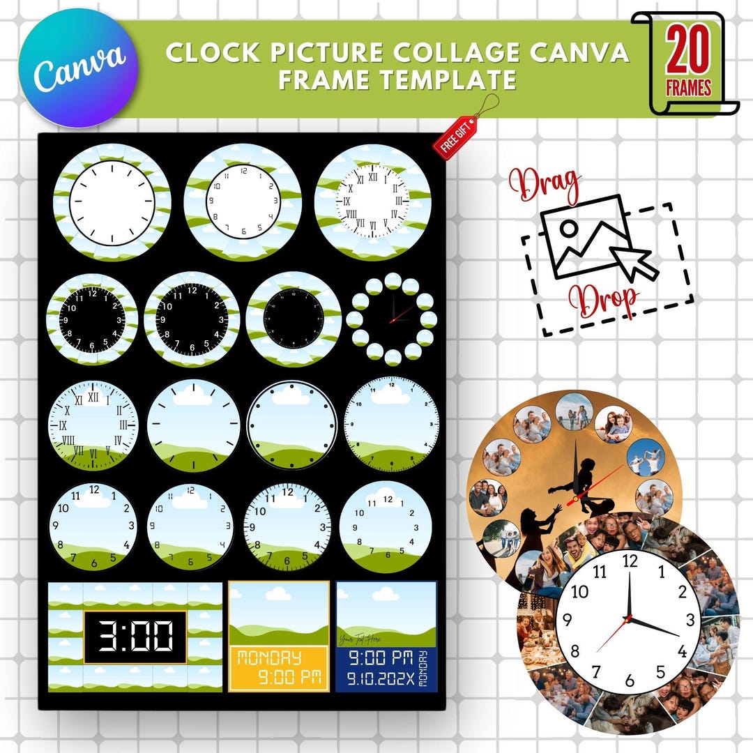 Clock Photo Collage Template: DIY Family Keepsake (canva Editable) - Etsy