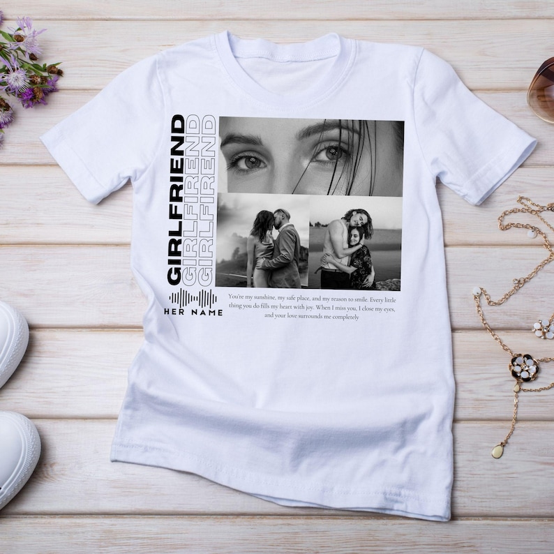 Girlfriend Shirt Canva Template: Custom Valentine Photo Collage ...