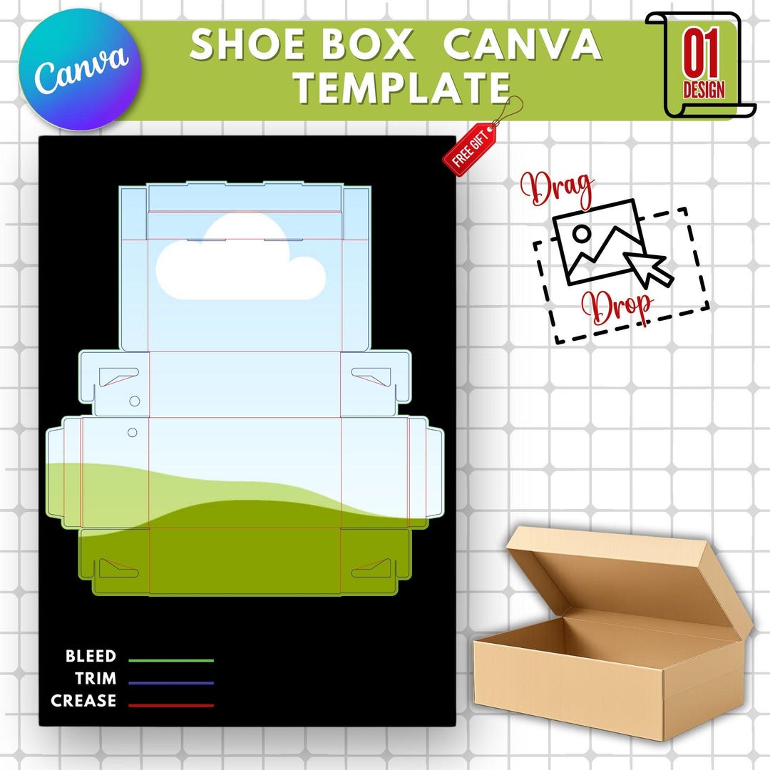 Editable Shoebox Template: Printable Canva Design, Party Favor Box ...