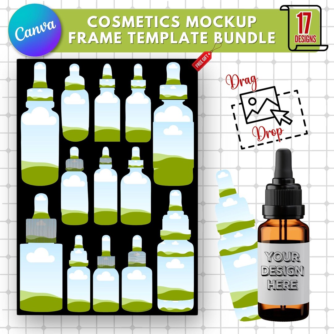 Cosmetics Mockup Template: Editable Bottle & Dropper Canva Frame (digital Download) - Etsy