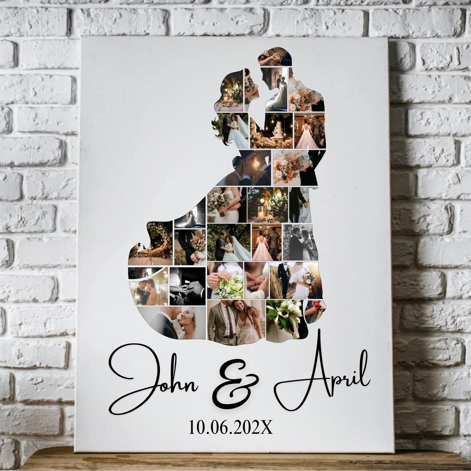Wedding Photo Collage Template | DIY Anniversary Gift (canva Editable ...