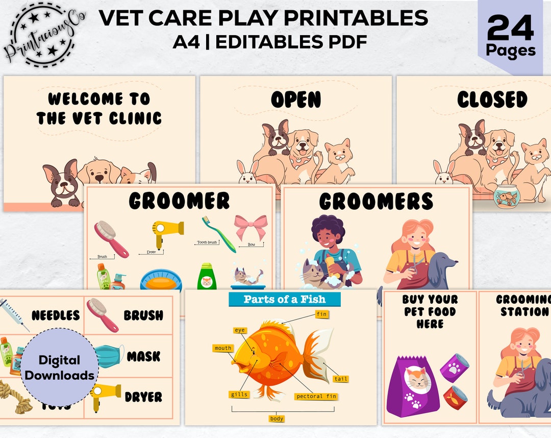 Vet Clinic Pretend Play Printables Veterinarian Kids Play Daycare ...