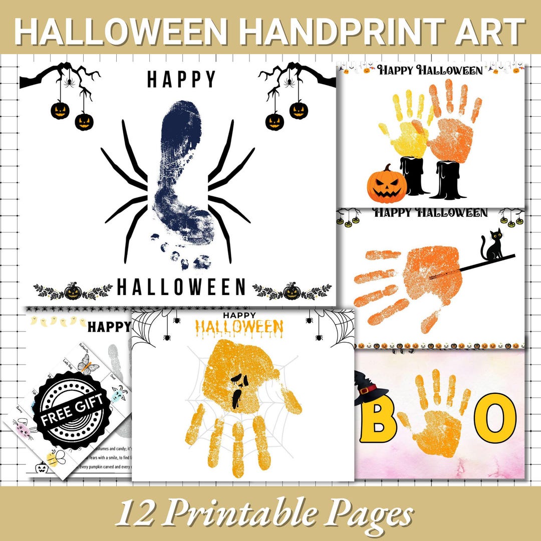 Halloween Handprint Art: Spooky Kids Activity (canva Template) - Etsy