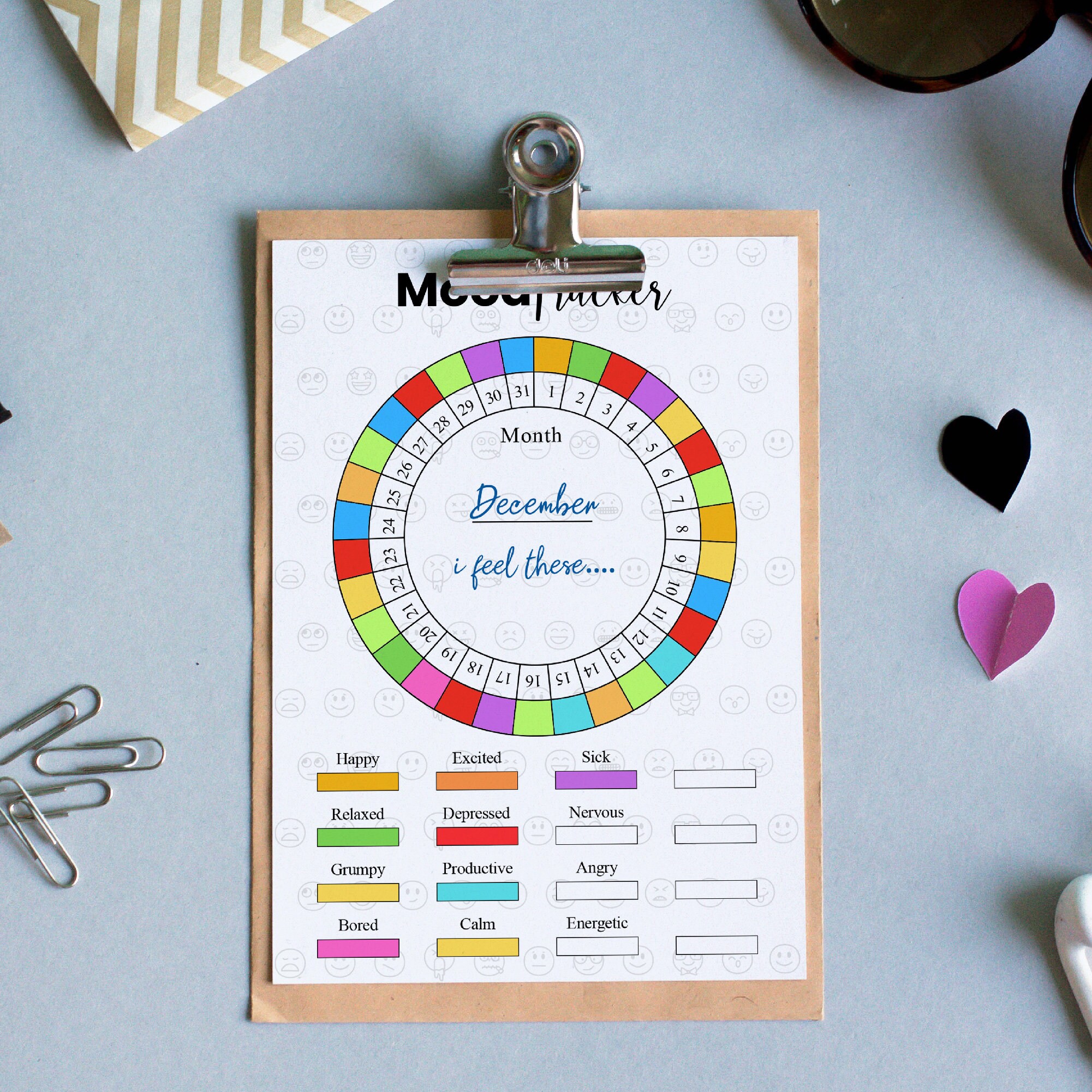 Mood Tracker Printable Mood Chart Mood Journal Daily Tracker Feeling ...