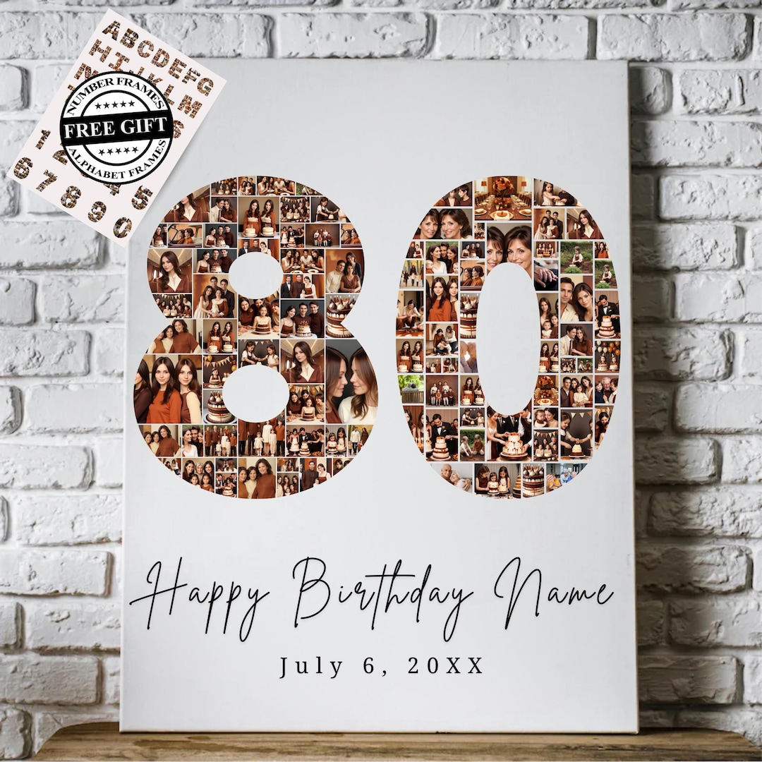 80th Birthday Photo Collage Gift: Canva Template (digital Download) - Etsy
