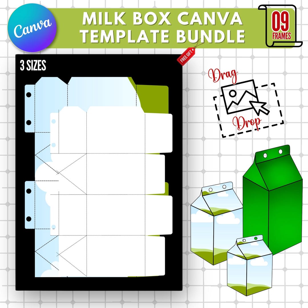 Milk Box Template |editable + Printable Canva Template |custom Milk ...