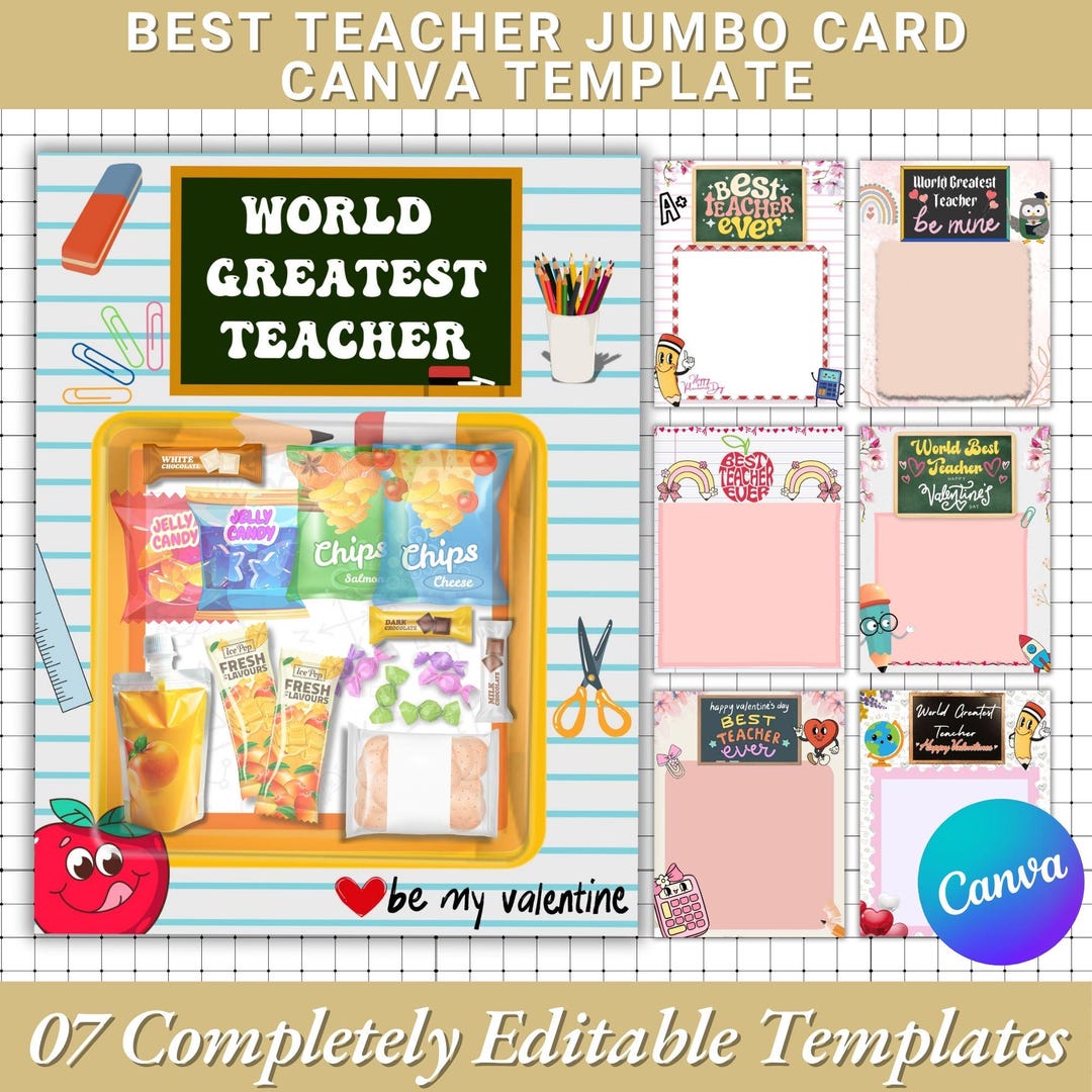 Editable Teacher Appreciation Jumbo Card Template (canva) - Etsy