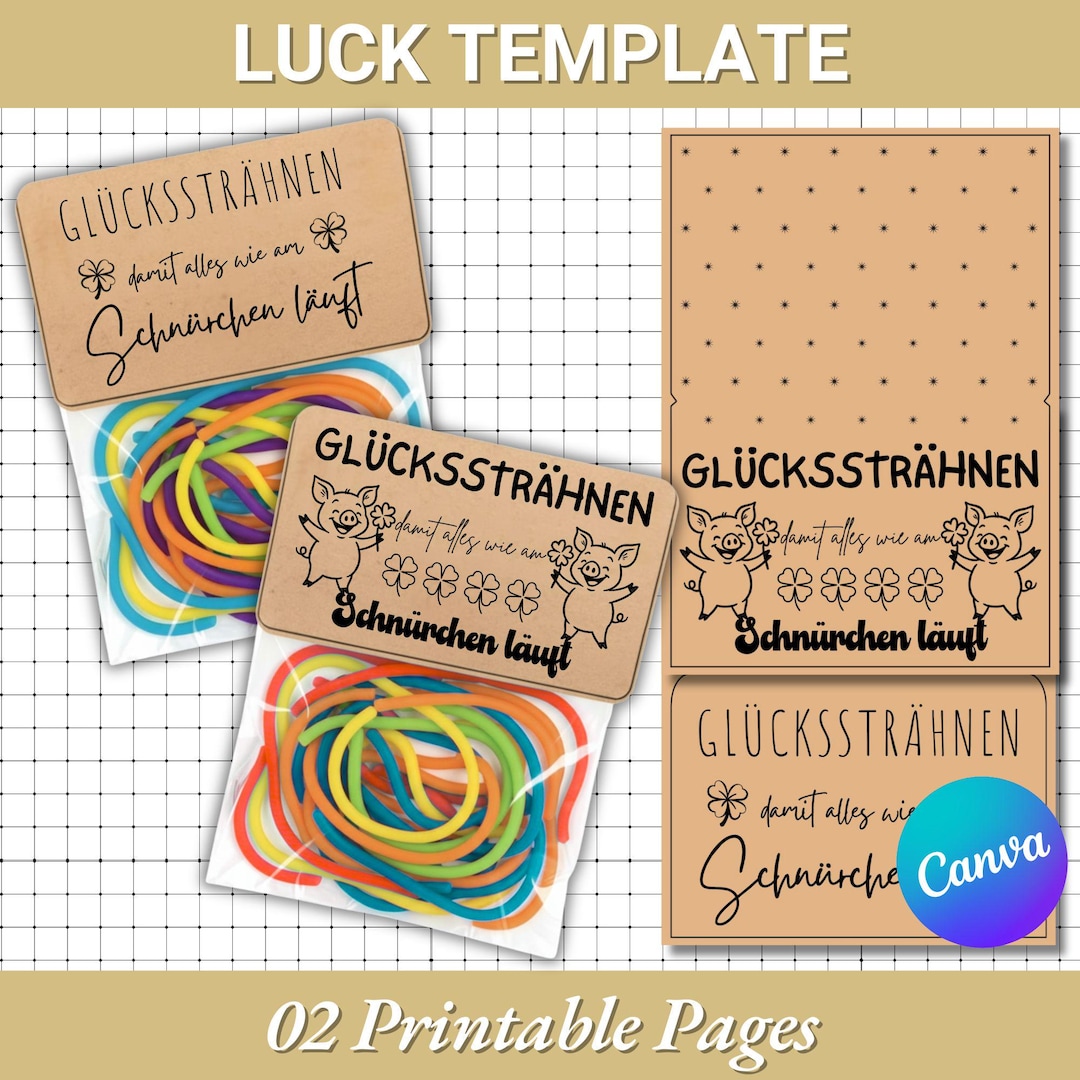 Luck Template |printable Luck Packaging |luck Greeting Card |present ...