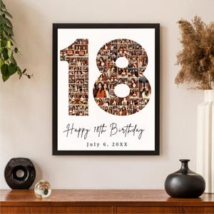 18th Birthday Photo Collage Template: Customizable Canva Frame (digital ...