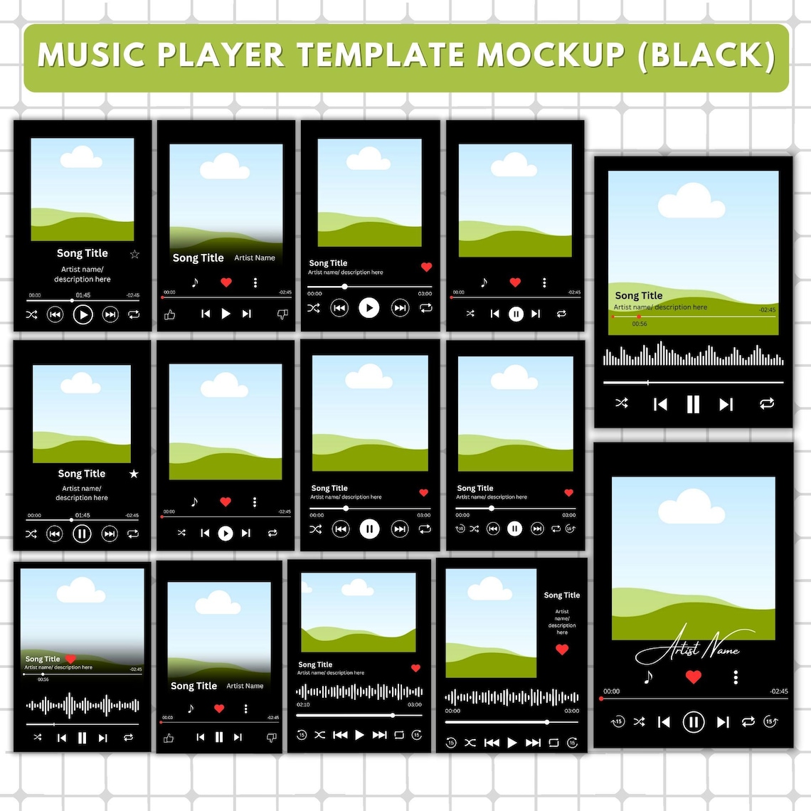 Music Player Template Mockup Bundle: DIY Album Cover (canva Editable ...