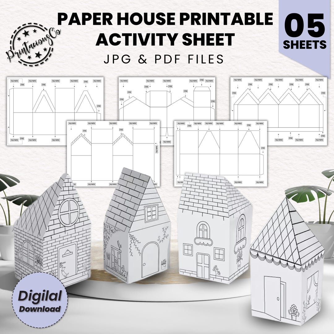 Paper House Printable Bundle | Paper Craft Kit | Printable Arts and ...