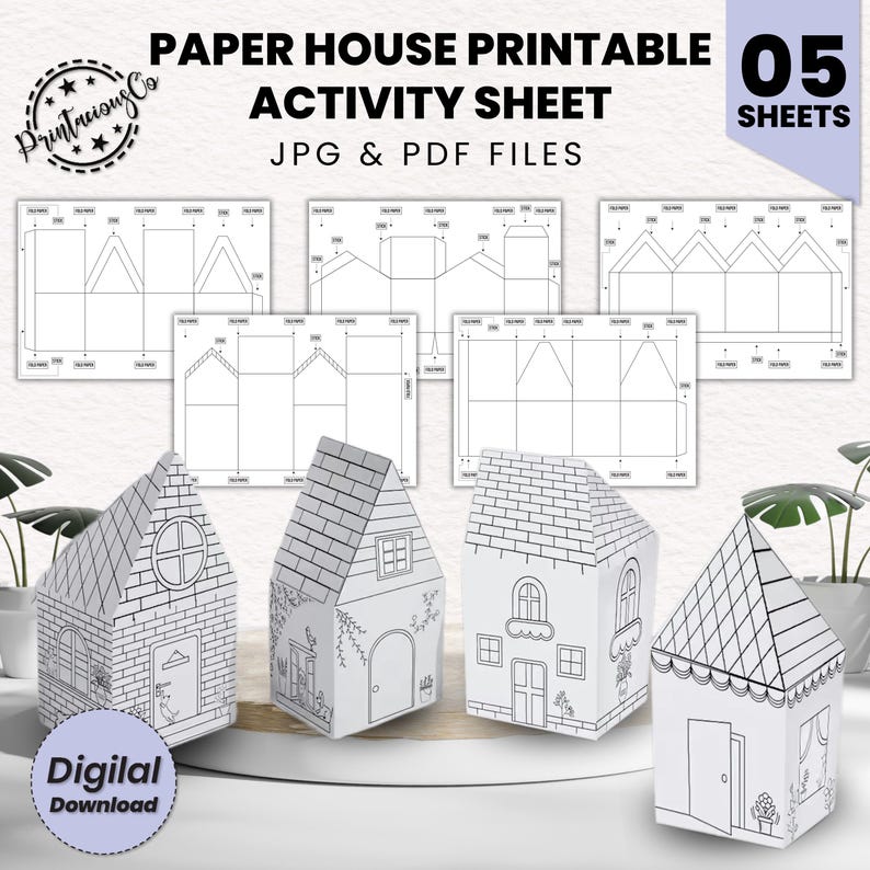 Paper House Printable Bundle: DIY Craft Kit (PDF & JPG) - Etsy
