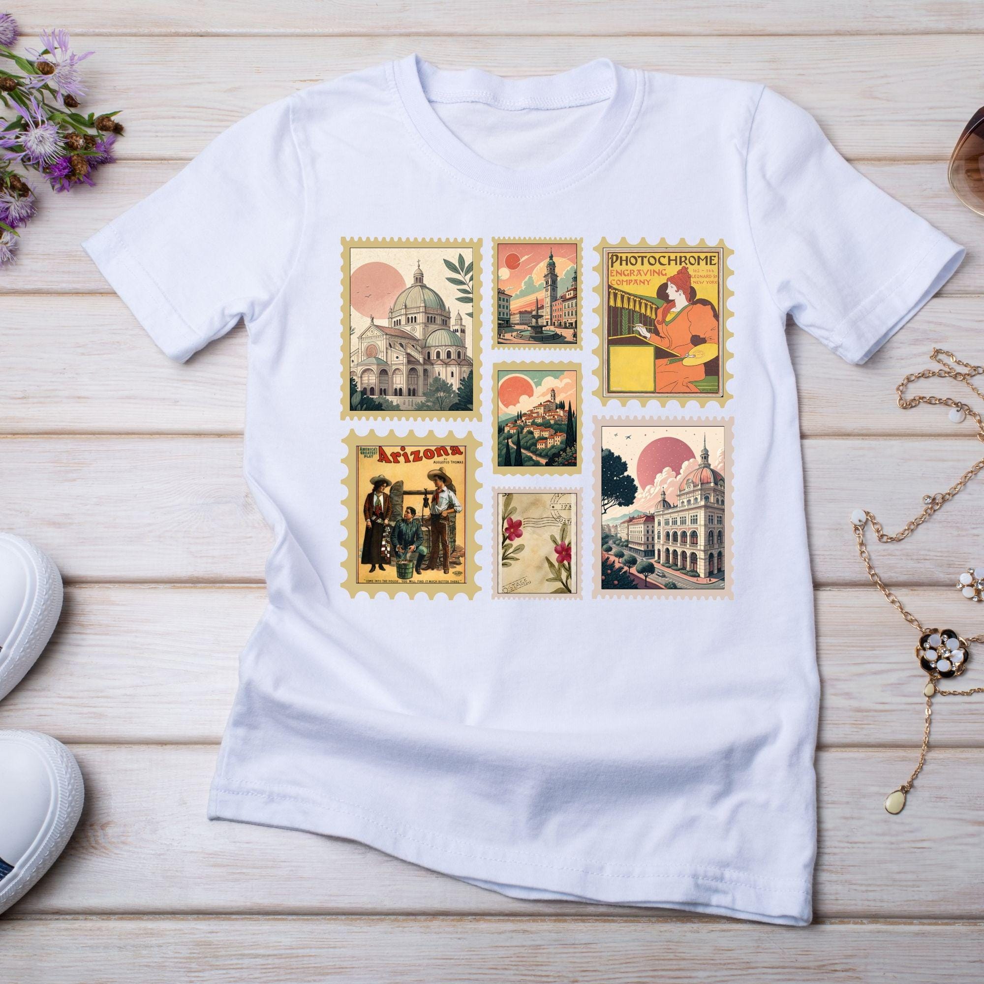 Vintage Stamps Canva Frame Template: Retro Postage Stamp Mockup ...