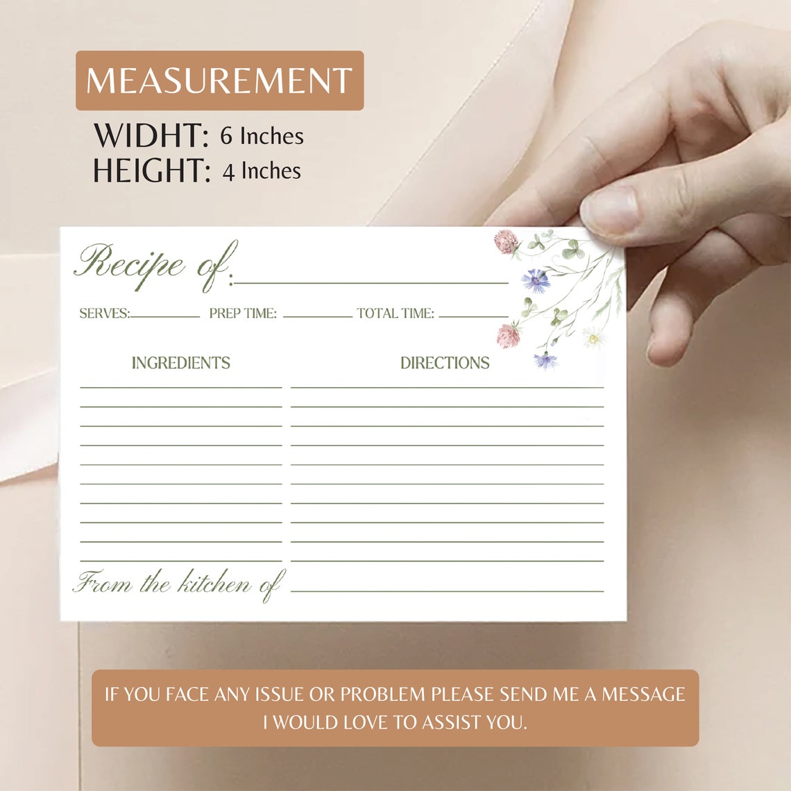 Editable Minimal Recipe Card Canva Template simple Recipe Card Template ...