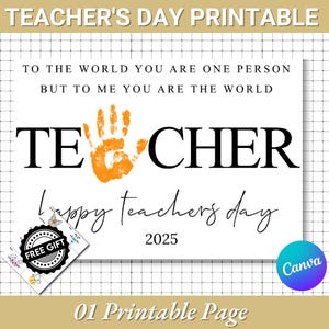 Teacher Appreciation Gift Handprint | Printable Teacher Handprint Art ...