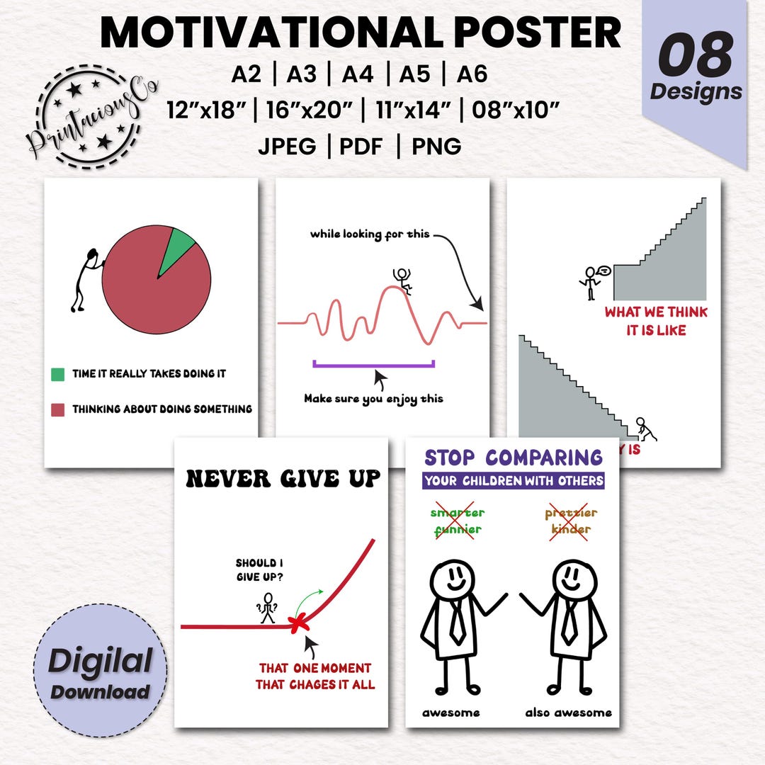 Set of 8 Motivational Posters | Therapy Office Decor | Positive ...