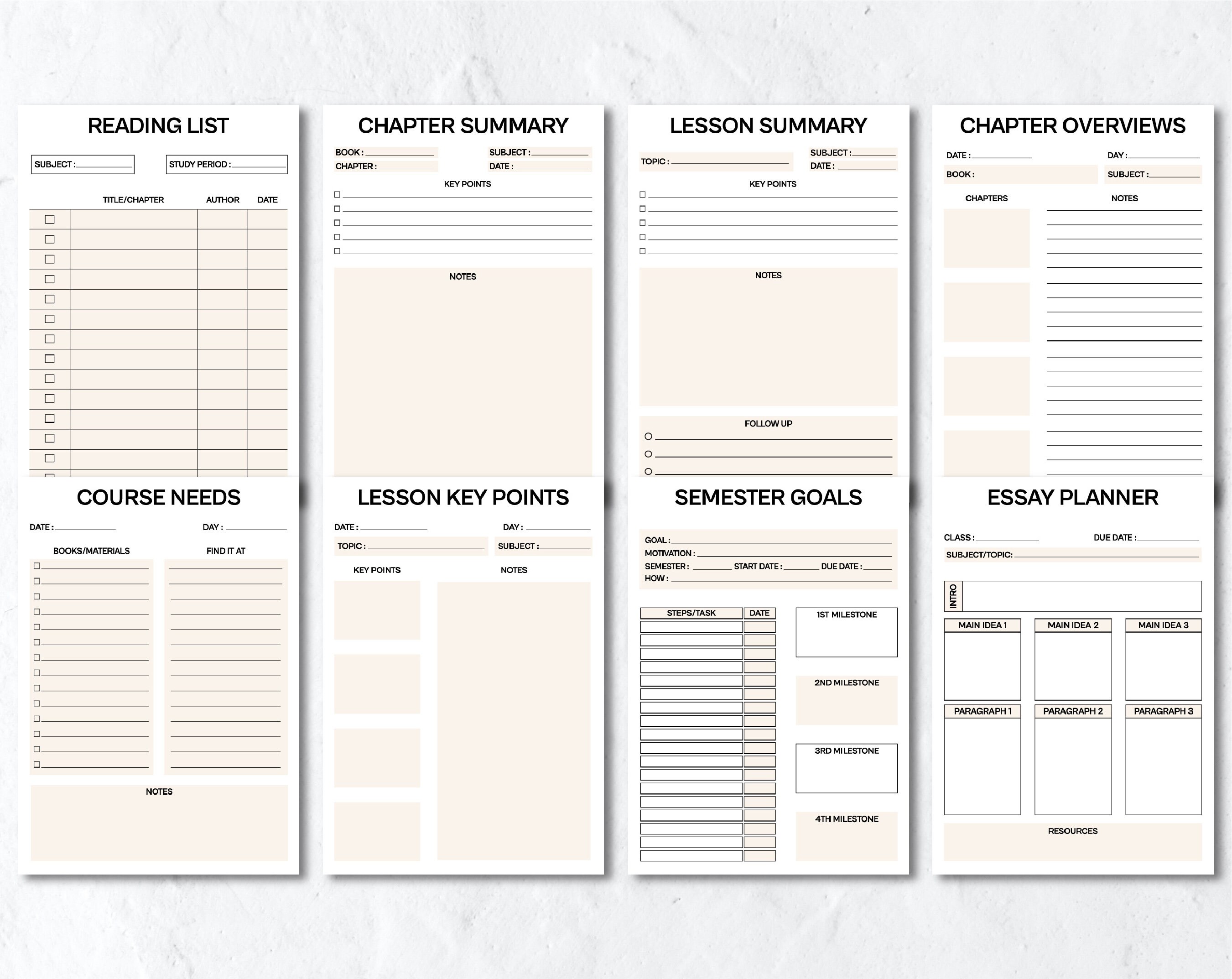 Printable Student Planner Academic Planner Printable College Student ...