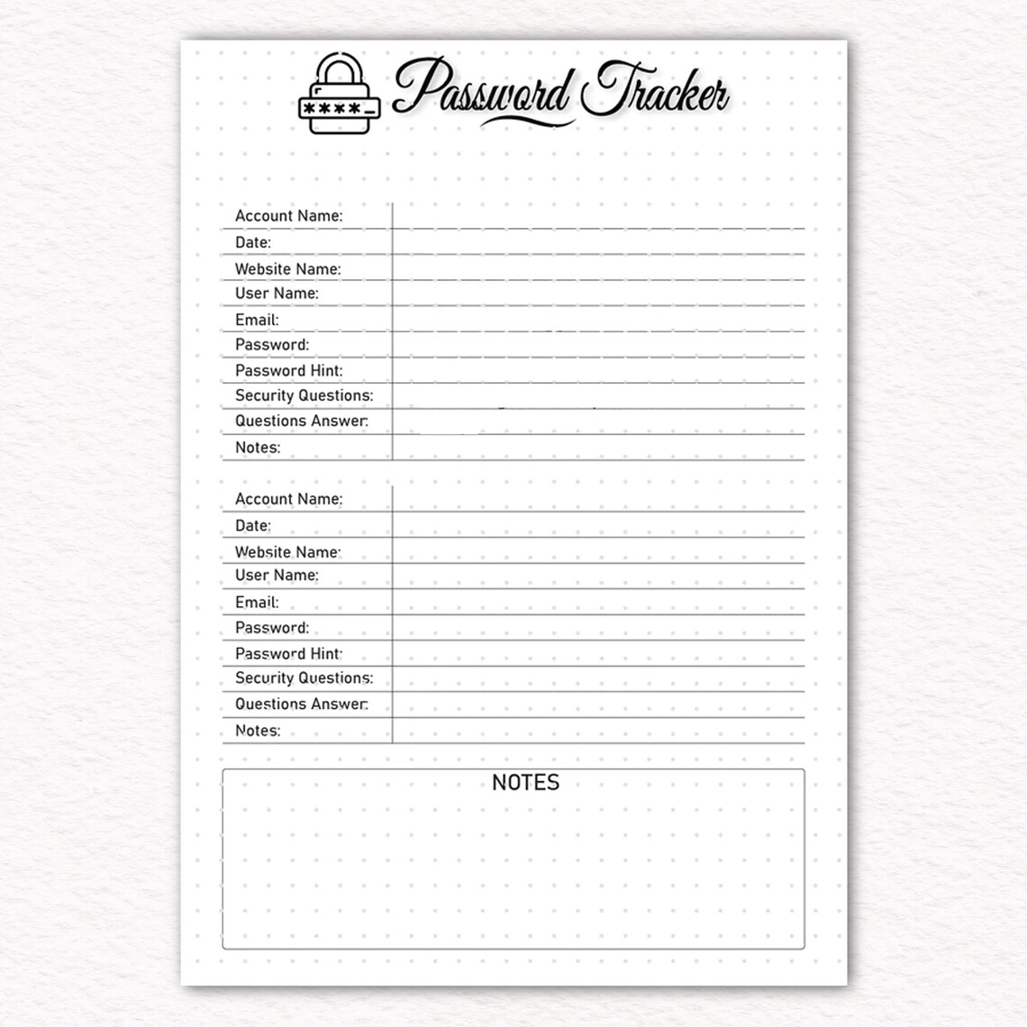 Password Tracker: A4 Minimalist Journal (PDF) - Etsy