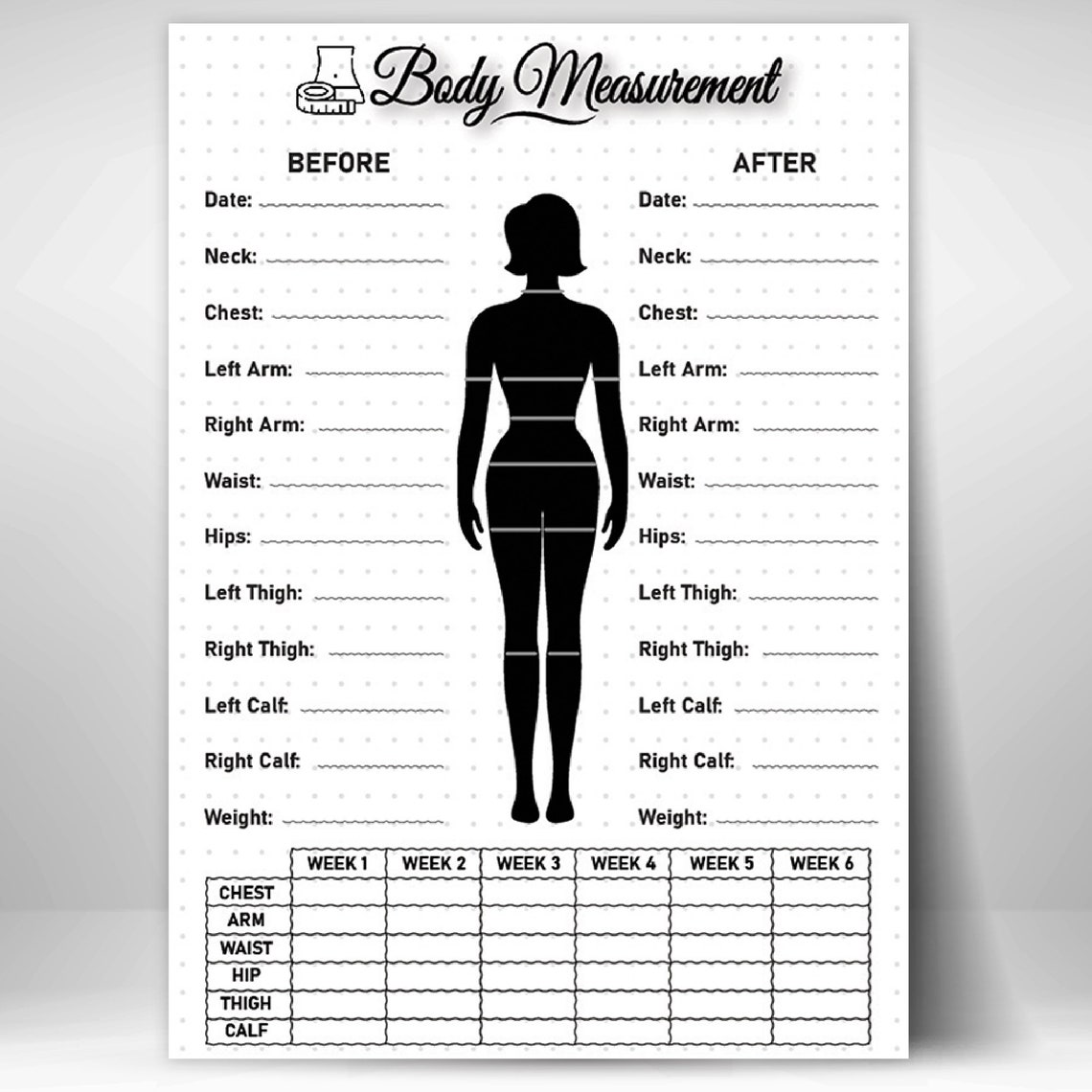 Body Measurements Tracker: A4 Printable Fitness Journal (PDF) - Etsy Canada