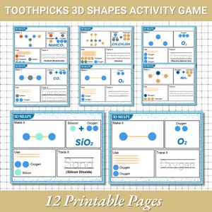 Toothpicks 3D Shapes Activity: Printable Learning Worksheet (PDF) - Etsy