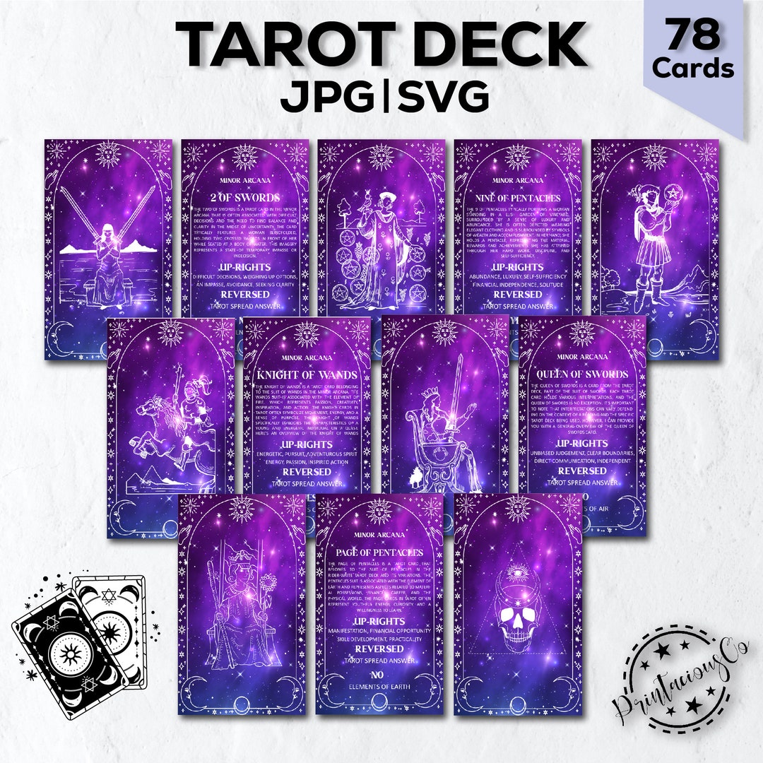 78 Card Tarot Deck: Mystical Symbols (SVG & JPEG) - Etsy