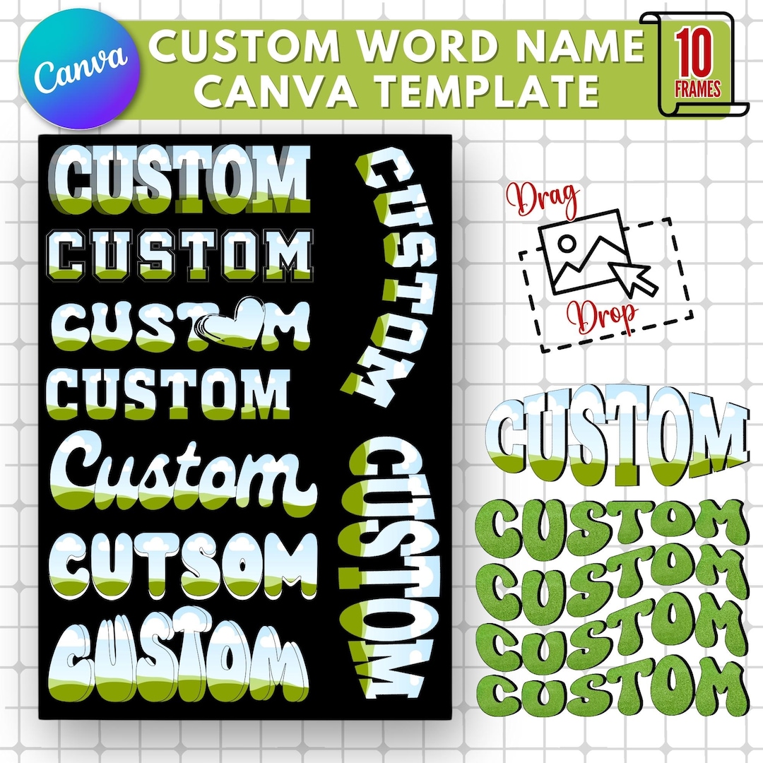 Custom Word Arched Canva Frame Template: Varsity Letters (digital ...