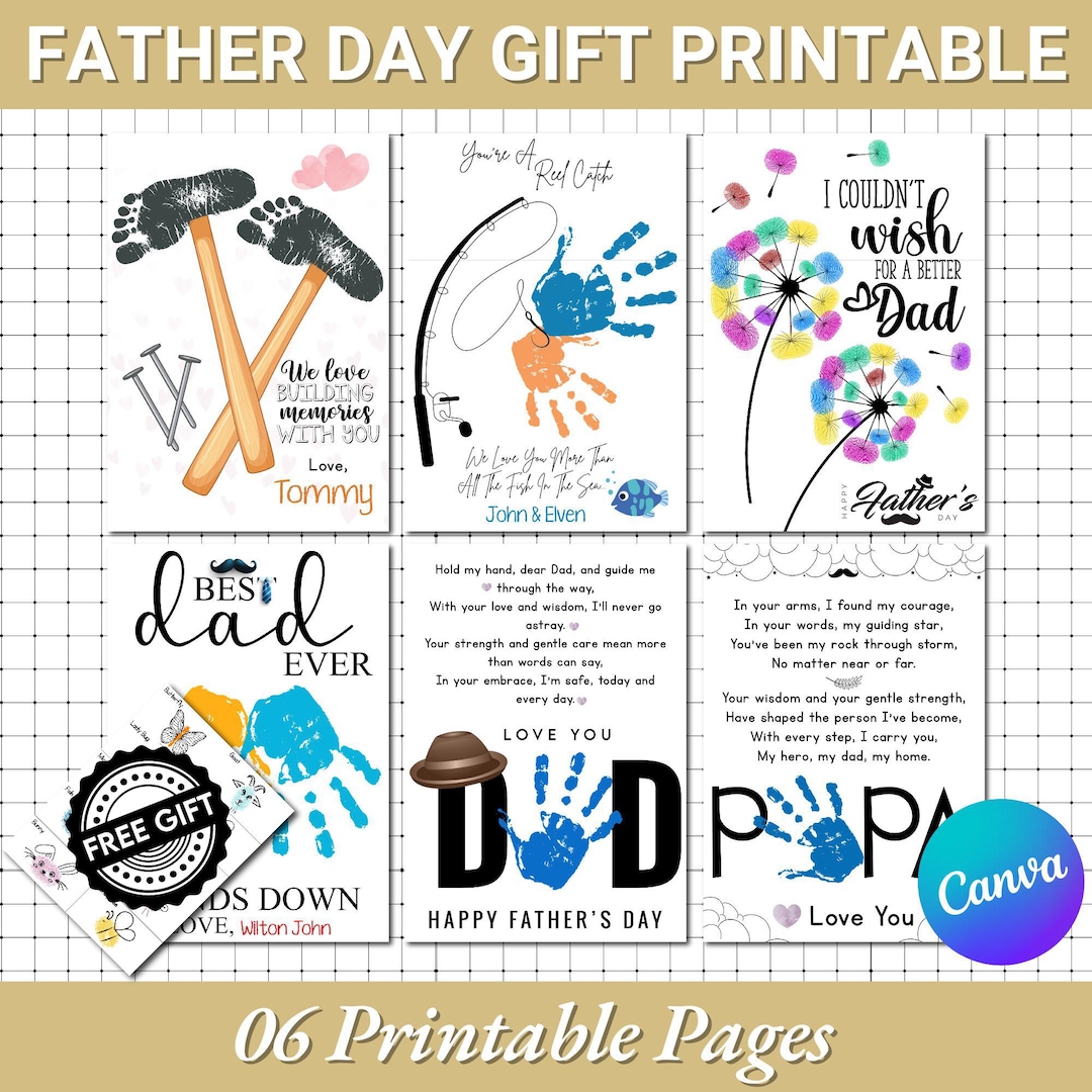 Father's Day Handprint Printable, Handprint Templates, Gift for Dad ...