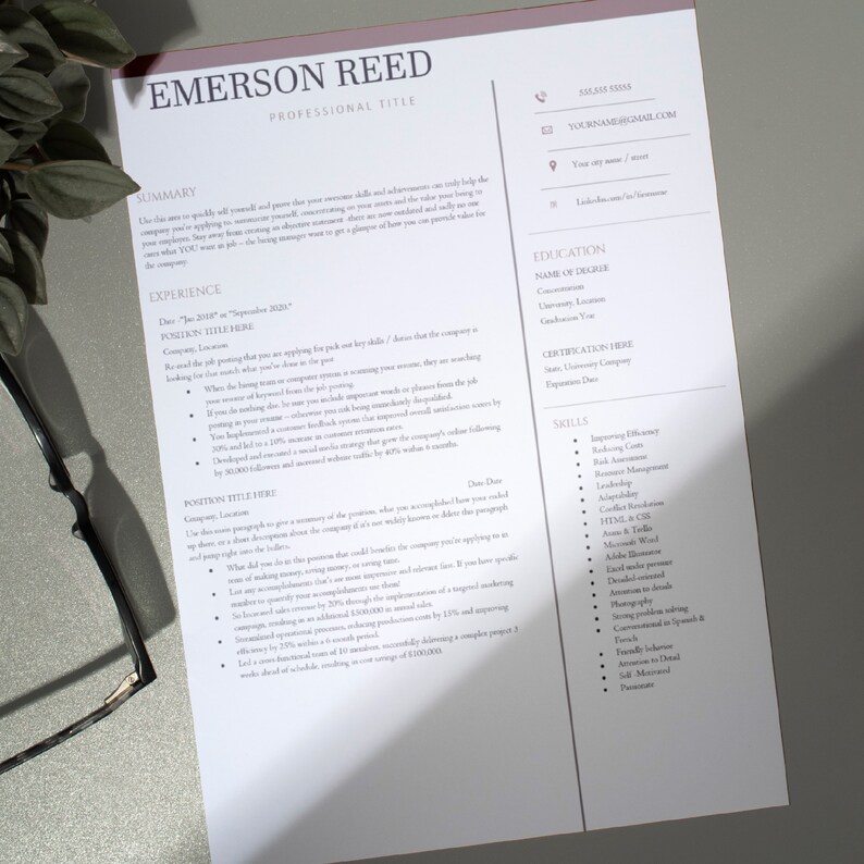 ATS Resume Template: Professional CV Designs (word Files) - Etsy
