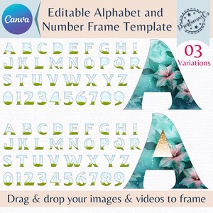 Editable Canva Letter and Number Frame Template Doodle Letters Template ...