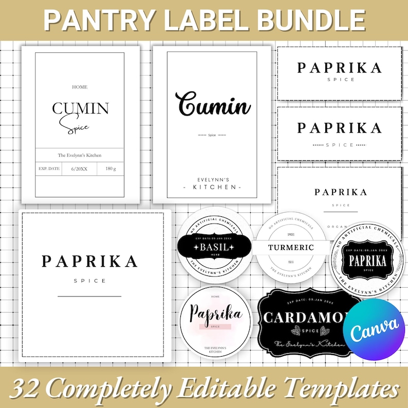 Customizable Pantry Labels: Canva Editable Templates (digital Download ...