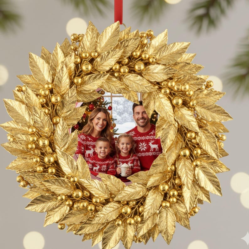Christmas Photo Ornament Template | DIY Holiday Wreath (digital ...