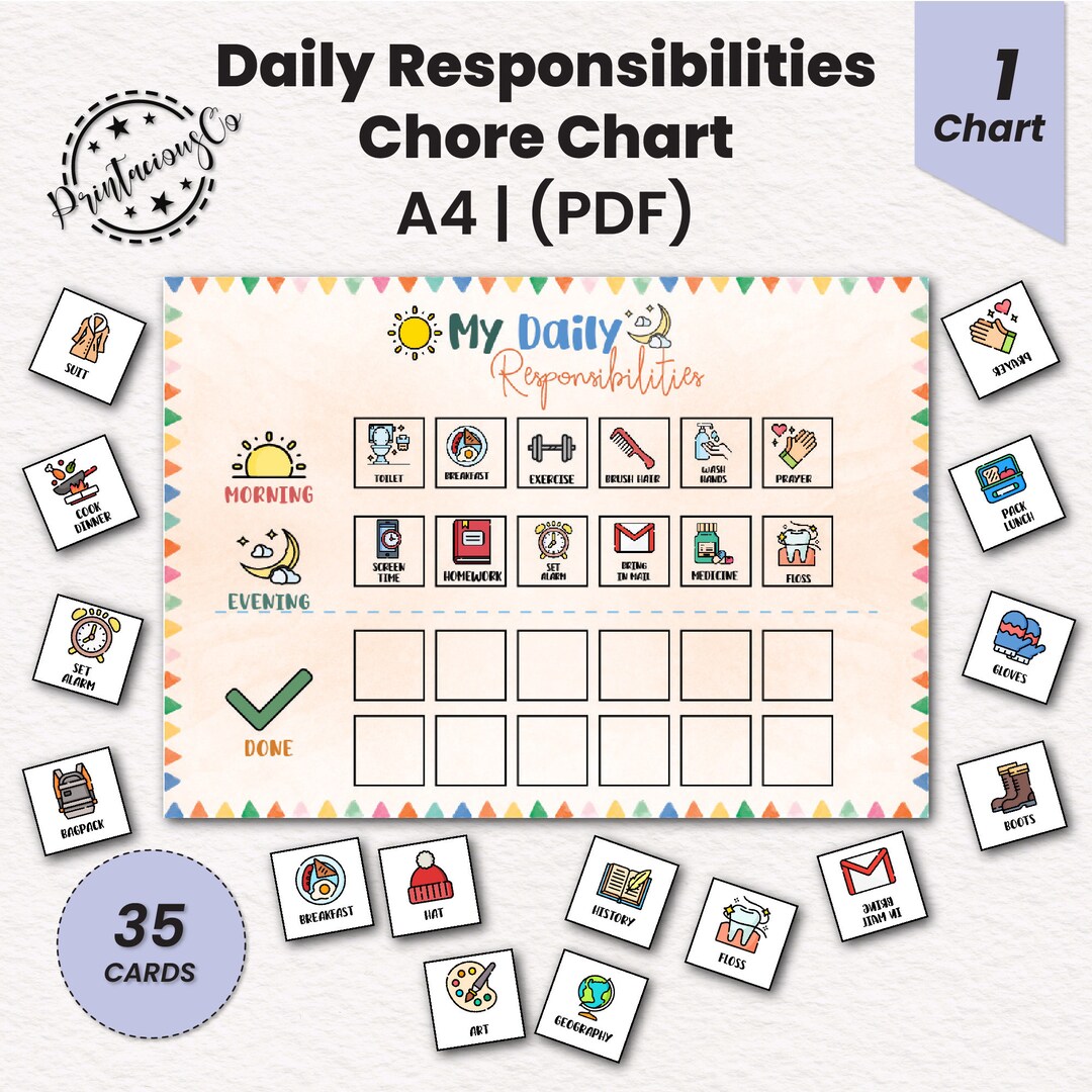 Kids Daily Responsibilities | Printable Daily Tasks | Printable Full ...