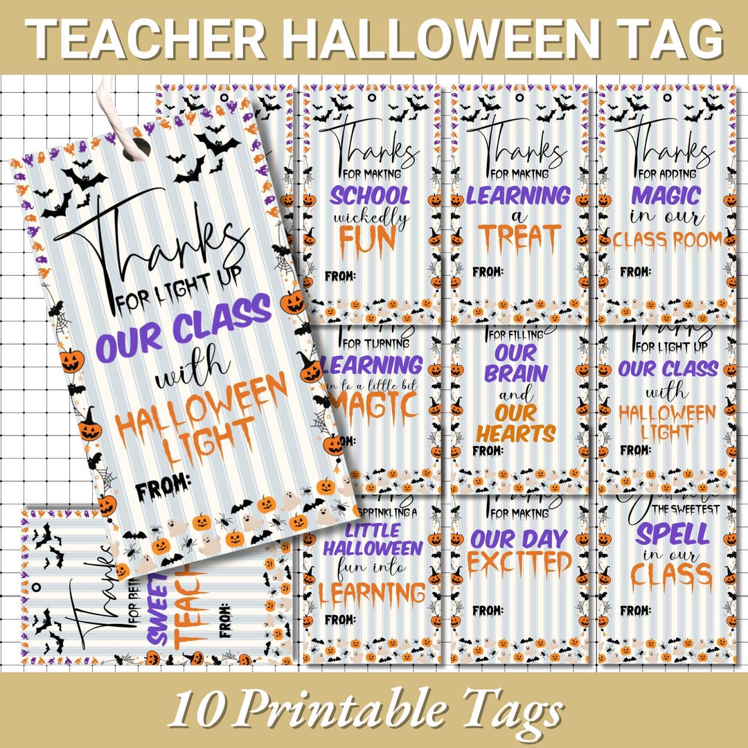 Printable Teacher Halloween Gift Tags | Treat Label (canva Template) - Etsy
