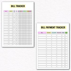 Editable Bill Tracker | Bill Tracker Printable | Printable Bill ...