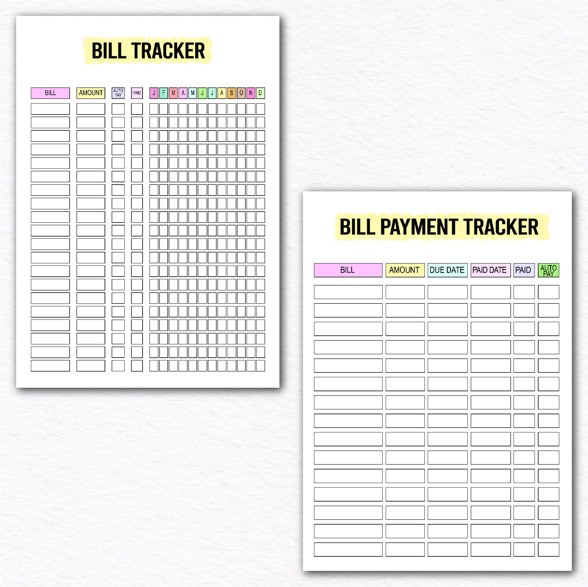 Editable Bill Tracker Bill Tracker Printable Printable Bill Organizer ...