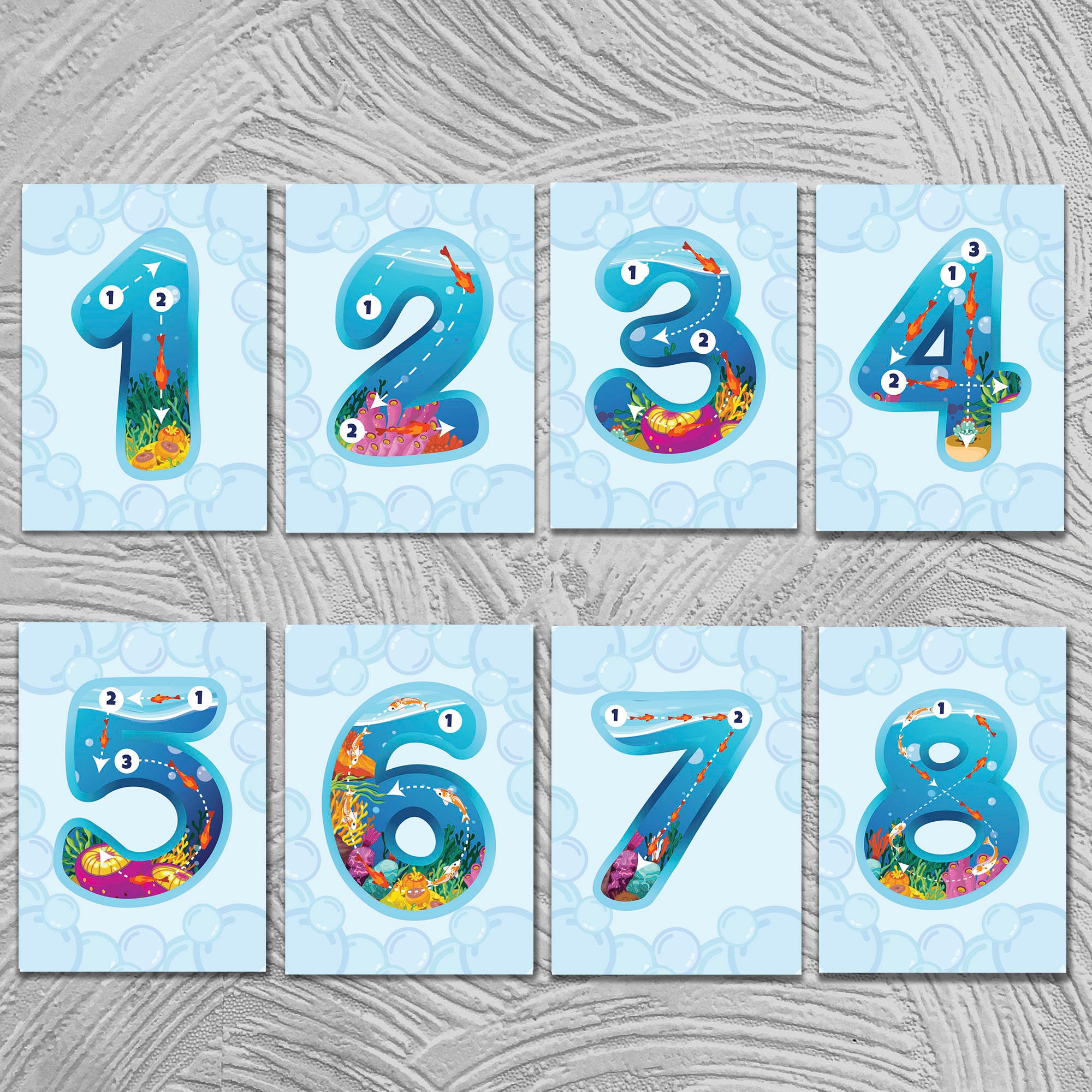 Printable Number Tracing Flashcards Preschool Counting Flashcards Lines ...