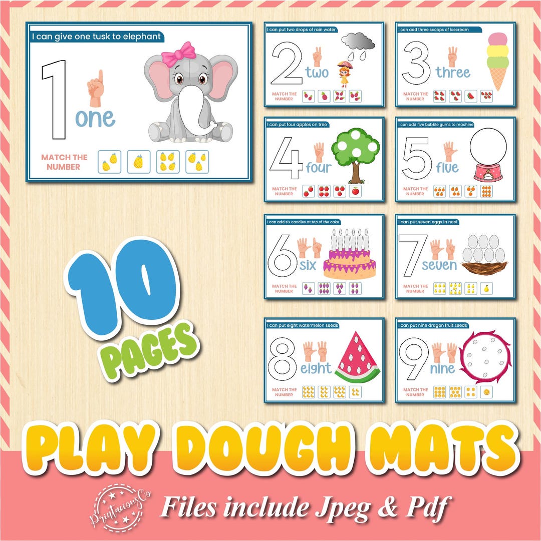 Printables Numbers 1-10 Play Doh Mats Fine Motor Skills Activity Visual ...
