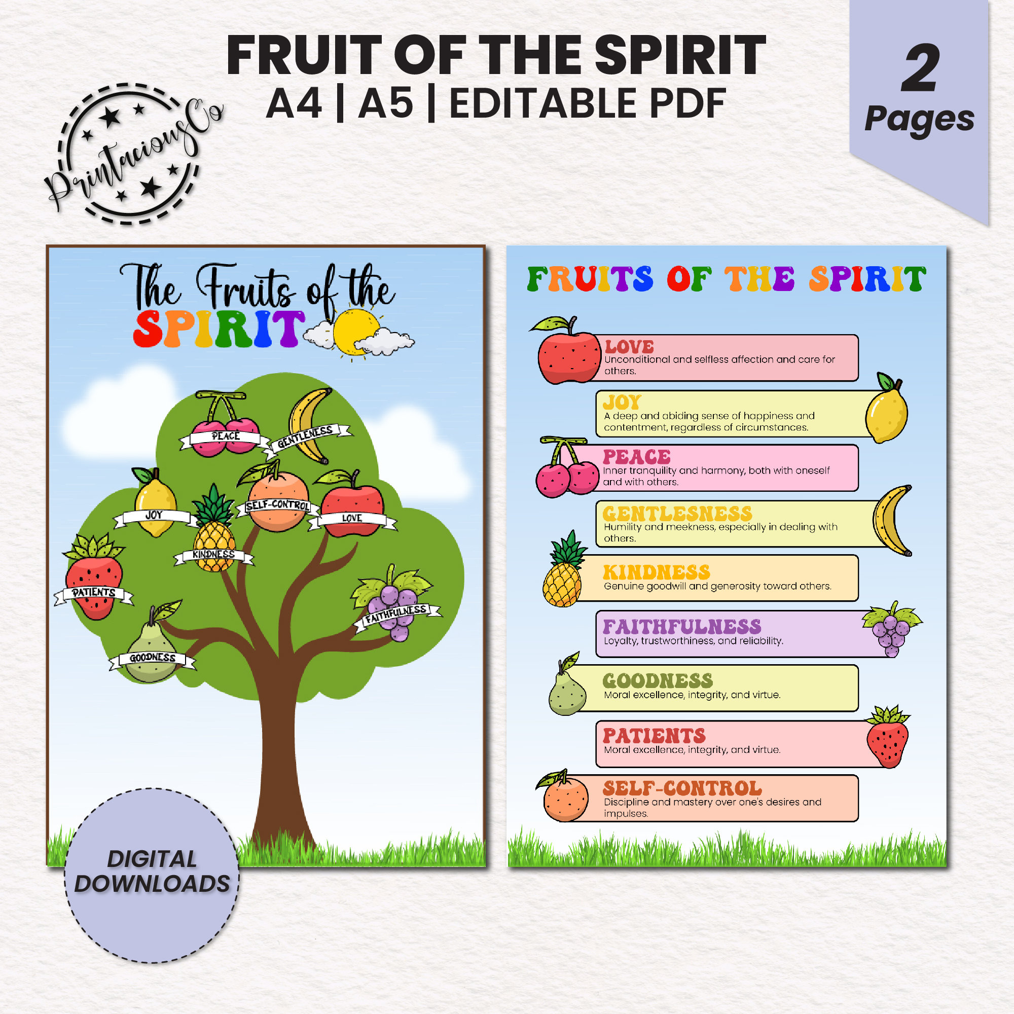 Fruit of the Spirit the Fruit of the Spirit Prints Preschool Printable ...