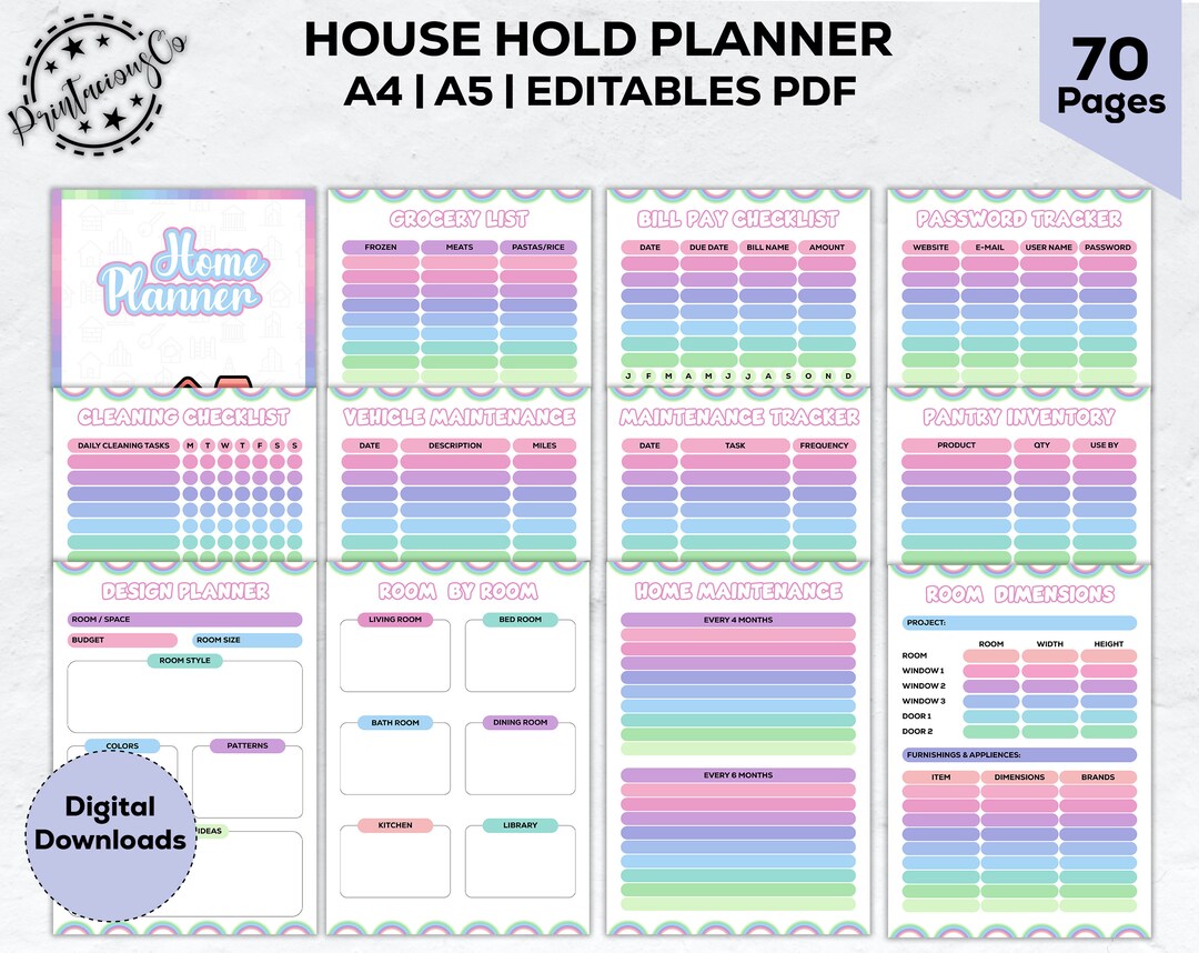 Household Planner | Printable Household Management Binder | Household ...