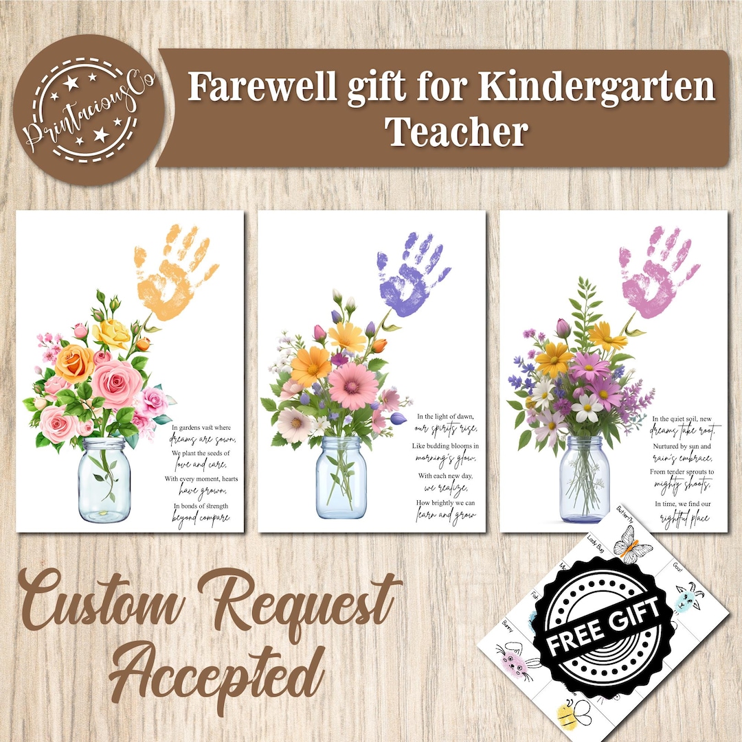 Farewell Gift for Kindergarten Teacher Handprint Bouquet Floral Bouquet ...