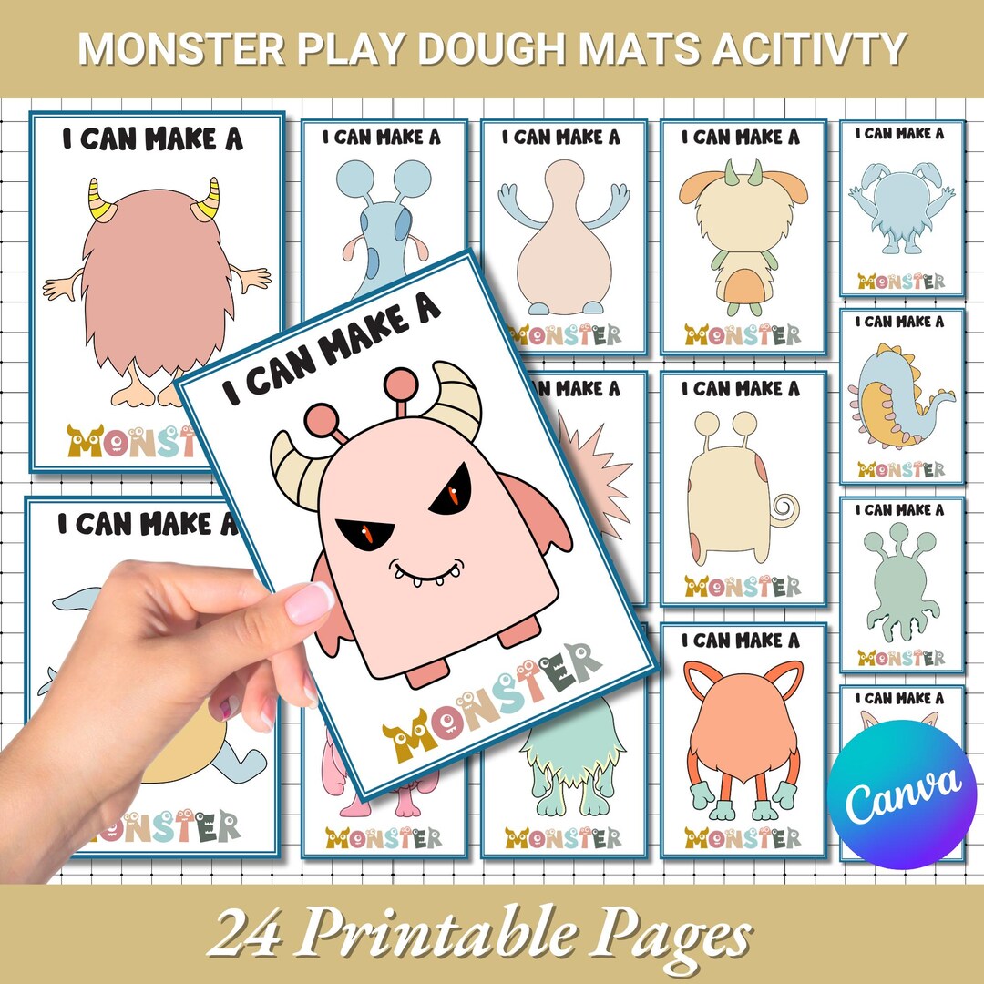 Monster Play Dough Mats: Fine Motor Skills Activity (printable PDF) - Etsy
