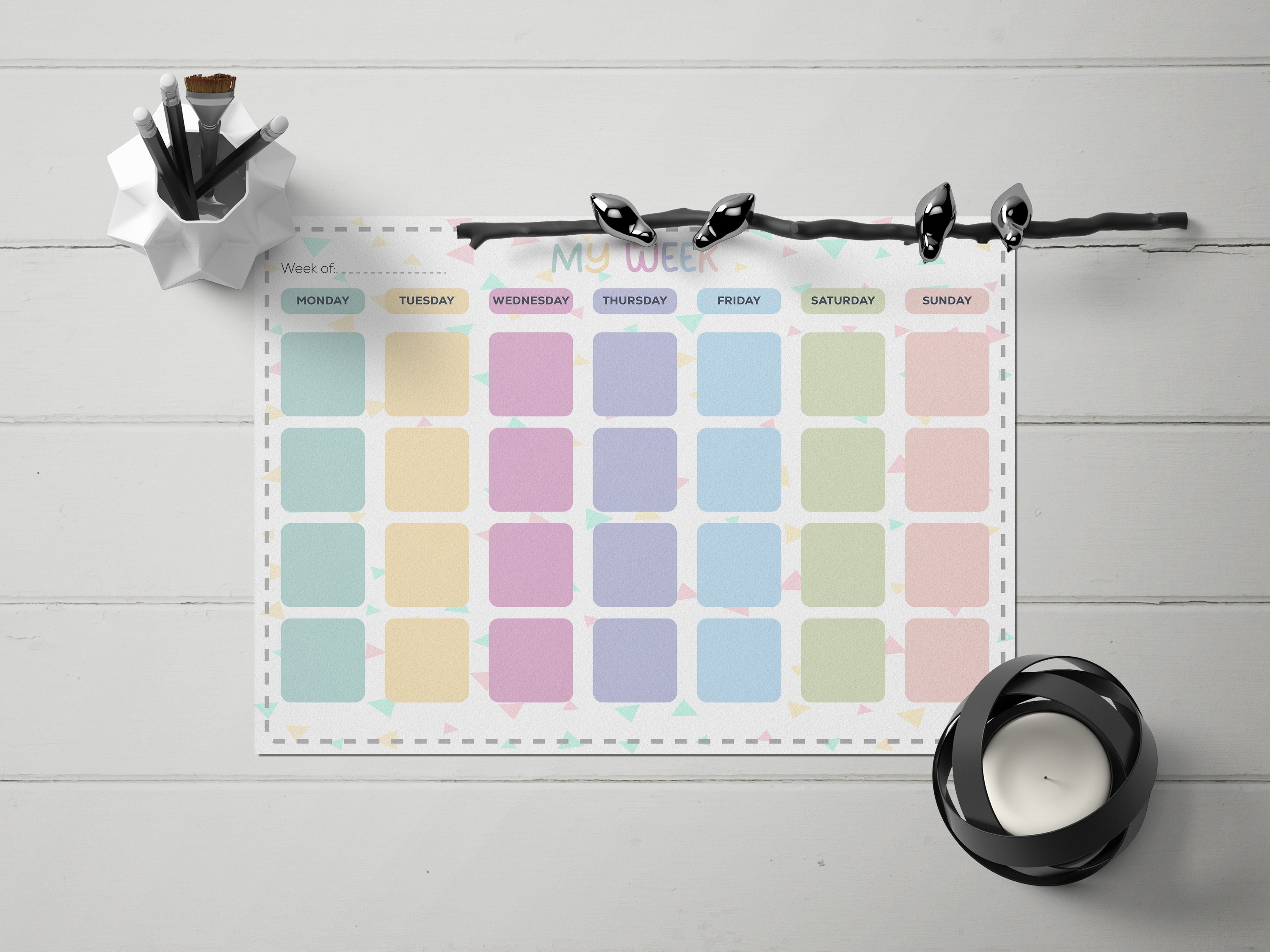 Weekly Kids Calendar Printable Visual Schedule Perpetual - Etsy