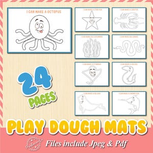 24 Animal Play Dough Mats Ocean Animals Play Dough Mats Preschool ...